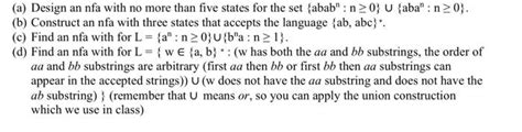 Solved A Design An Nfa With No More Than Five States For Chegg Com
