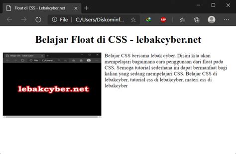 Cara Menggunakan Float Di CSS Lebak Cyber