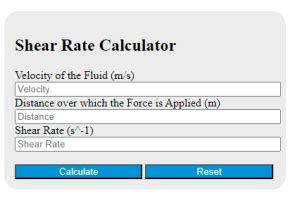Shear Rate Calculator Calculator Academy