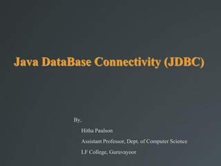 JDBC Presentation With JAVA Code Examples Pdf