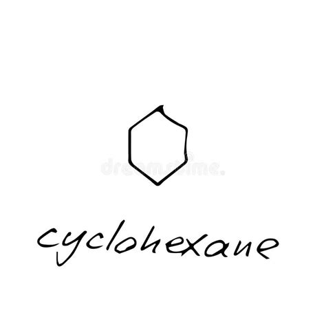 Cyclohexane Molecule Formula Hand Drawn Imitation Of Cyclohexane Structural Model Stock