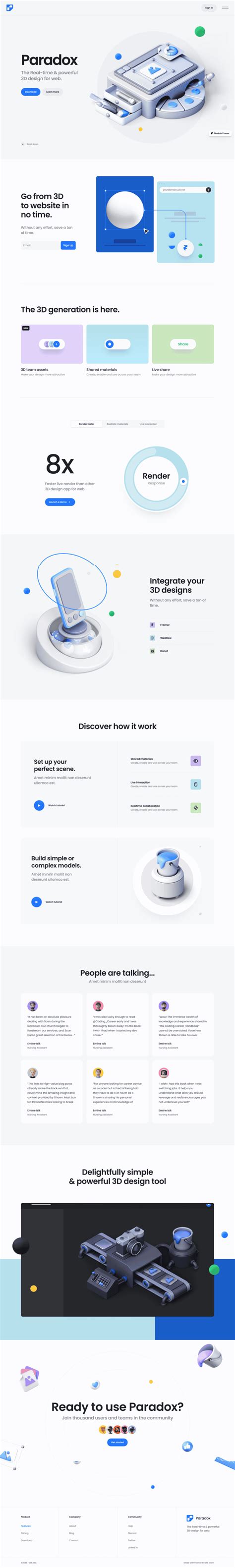 paradox template saas landing page