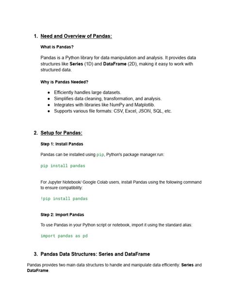Pandas Notes Pdf Computer Programming Software Engineering