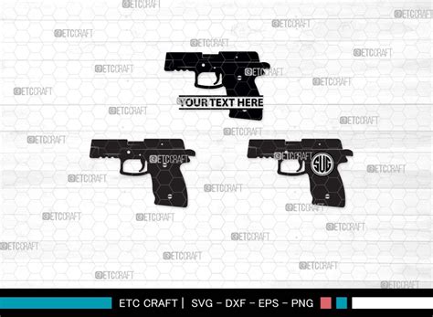 Pistol Svg Monogram Revolve Silhouette Graphic By Pixel Elites