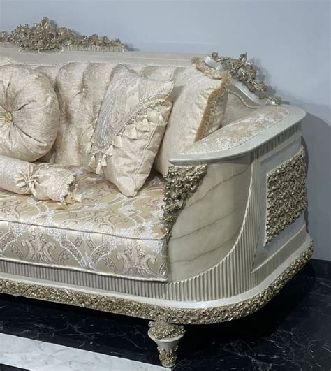 Casa Padrino Luxury Baroque Living Room Sofa With Pattern Gold Gray
