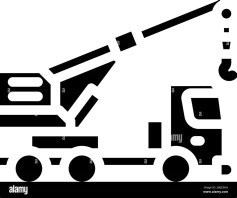 Crane Truck Construction Vehicle Glyph Icon Vector Illustration Stock Vector Image And Art Alamy