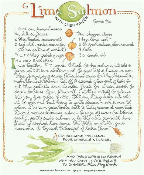 Pin By Wenny Yong On Susan Branch Recipes Susan Branch Blog Lime Salmon Vintage Recipes