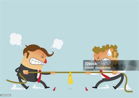 단지 자신의 경력을 정의 할 수 있는 전쟁 경쟁의 줄다리기에서 싸우는 두 사업가 평면 디자인에 만화 캐릭터 개념에 대한 스톡 벡터 아트 및 기타 이미지 Istock