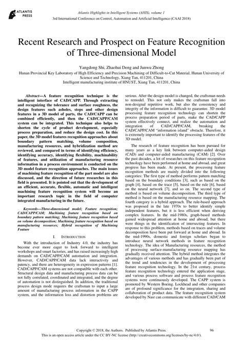 Pdf Recent Research And Prospect On Feature Recognition Of Three Dimensional Model