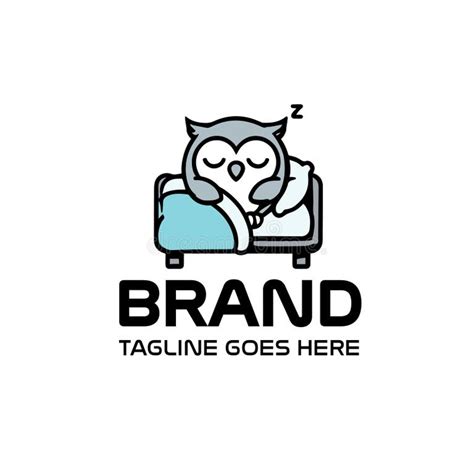 Cute Sleeping Owl In Bed Logo Stock Vector Illustration Of Cartoon