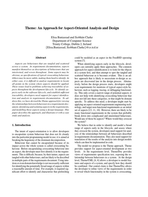 Theme An Approach For Aspect Oriented Analysis And Design Pdf