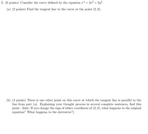 solved 2 6 points consider the curve defined by the