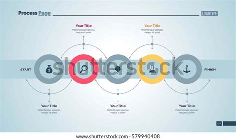 five circles workflow slide template stock vector royalty free