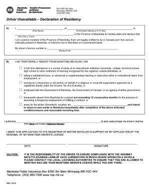 Fillable Online Driver Unavailable Declaration Of Residency Fax Email