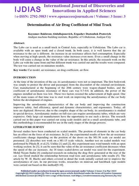 Determination Of Air Drag Coefficient Of Mini Track Pdf