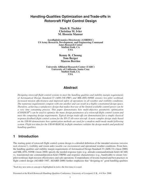 Pdf Handling Qualities Optimization And Trade Offs In Rotorcraft Flight Control Design
