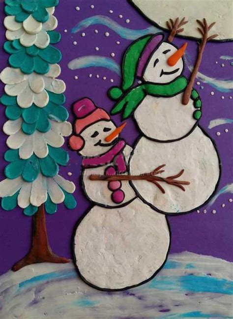 Обємні аплікації картини із пластиліну на зимову тематику 20 ідей Самотужки