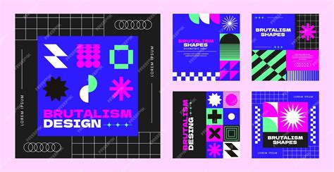 브루탈리즘 템플릿 디자인 무료 벡터