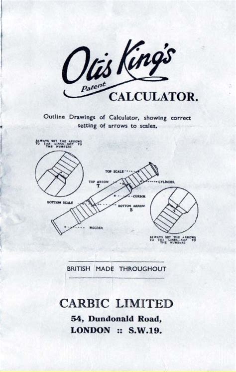 Otis Kings Calculator Manual Manual Computing History