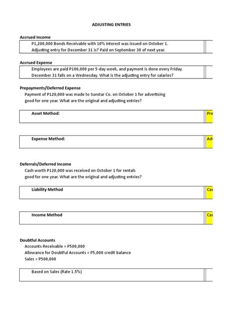 Adjusting Entries Lecture Pdf Deferral Debits And Credits