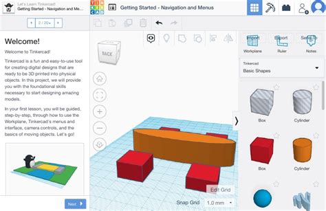3d design getting started navigation and menus tinkercad pdf