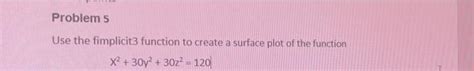 Solved Problem 5 Use The Fimplicit3 Function To Create A