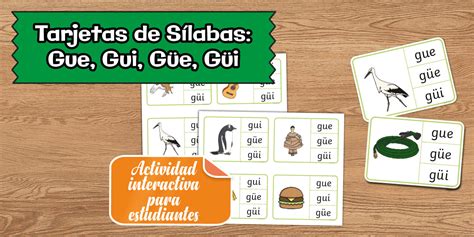 Tarjetas De Sílabas Gue Gui Güe Güi