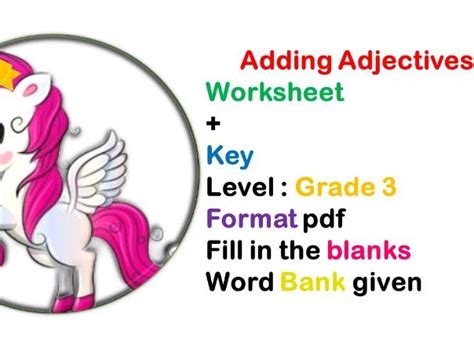 Adding Adjectives Worksheet Plus Key Teaching Resources