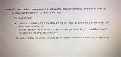 solved description for this lab i have provided a lab6 cpp