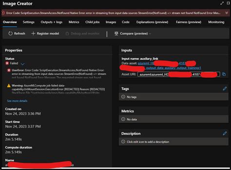 streamerror sharing inputs form sweep job to command job azureml