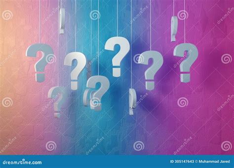 Curiosity Concept Gradient Background With White Hanging Question Marks Stock Illustration