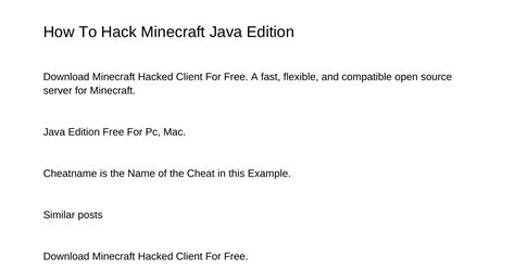 How To Hack In Minecraft Java Editionqmenopdfpdf Docdroid