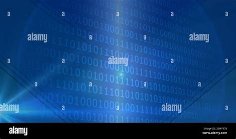 binary coding data processing against spot of light on blue technology