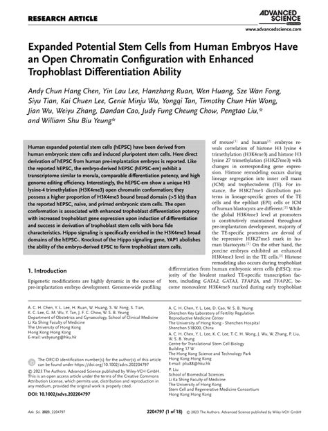 pdf expanded potential stem cells from human embryos have an open