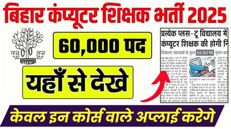 Bihar Computer Teacher Vacancy 2025 Dont Miss Out Bumper Vacancy In
