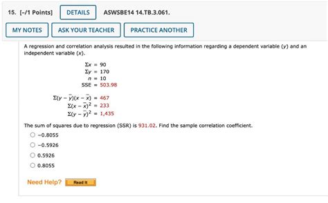 Solved A Regression And Correlation Analysis Resulted In The Chegg