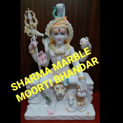 Golden Gold Plated White Marble Shiva Statue For Temple And Home At ₹ 40000piece In Jaipur