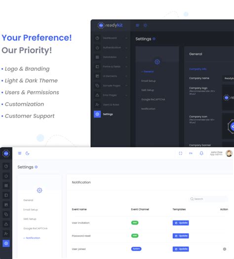 readykit admin and user dashboard templates with code market