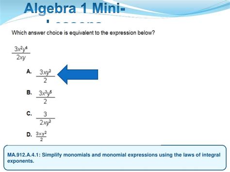 Ppt Ma 912 A 4 1 Simplify Monomials And Monomial Expressions Using The Laws Of Integral