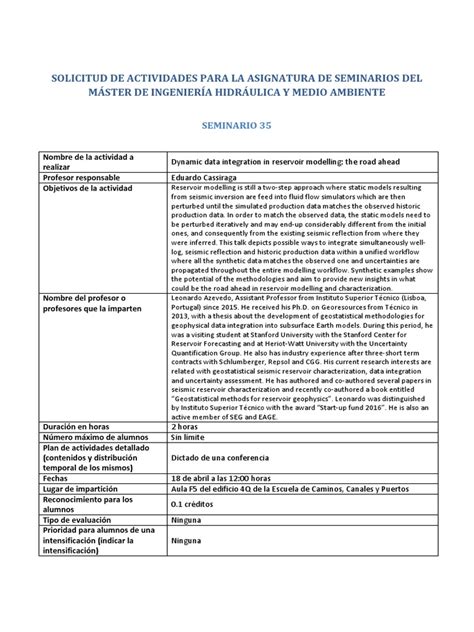 seminario dynamic data integration in reservoir modelling the road