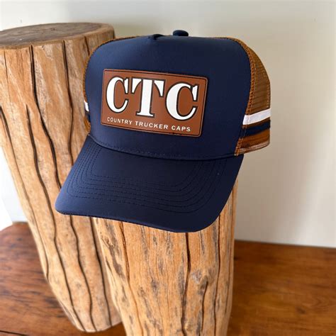 Navy Tan Leather Patch Trucker Cap The Country Companies