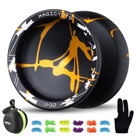 Amazon Com MAGICYOYO V10 Black Golden Unresponsive Yoyo Professional Finger Spin Yoyo With 12