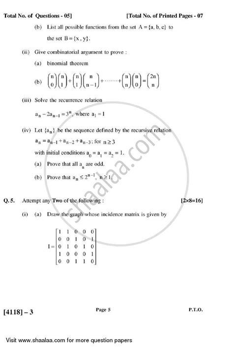 Discrete Mathematics B Sc Computer Science Semester FYBSc Question Paper With PDF