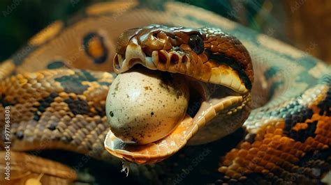 A Boa Constrictor Captures And Swallows A Large Egg In Its Natural