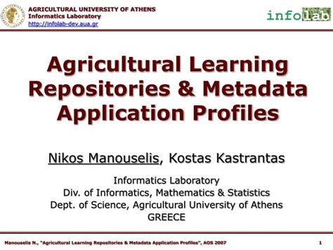 Ppt Agricultural Learning Repositories And Metadata Application Profiles Powerpoint Presentation