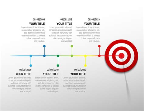Colours Line Hit Red Dartboard With Infographic Target Timeline Left