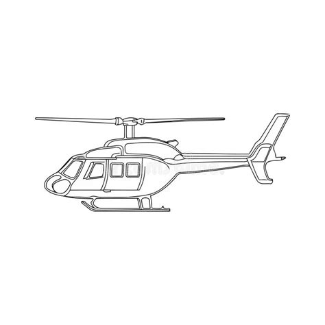 Line Art Army Helicopter Vector Drawing Stock Illustration