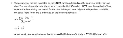 Math Difference Between Excels Linest Function And Matrix Formula For