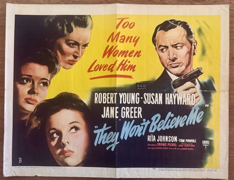They Wont Believe Me 1947 12sh Movie Poster Susan Hayward Robert Young