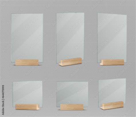 Glass Display Holder Table Stand Mockup Vector Plexiglass Flyer For
